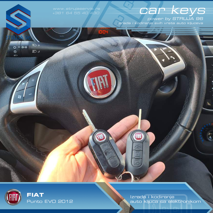 Fiat Punto EVO 2012 Car Keys - STRUJA 96